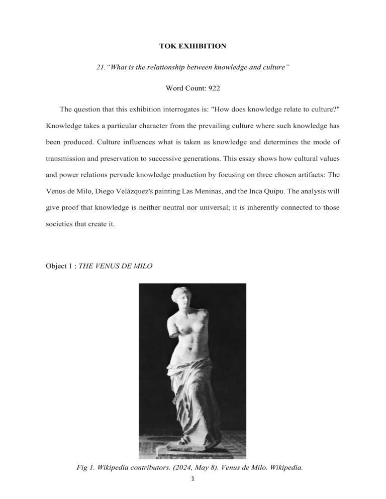 TOK Exhibition: Knowledge & Culture Relationship through Art & History
