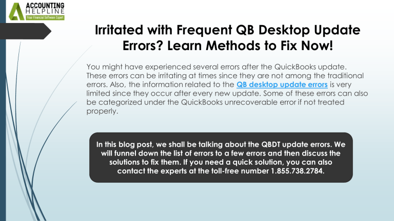 Fix QuickBooks Desktop Update Errors in Simple Steps