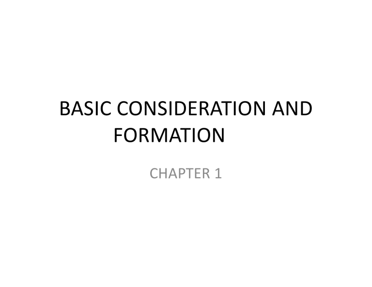 Partnership Formation & Accounting: Basic Considerations & Characteristics
