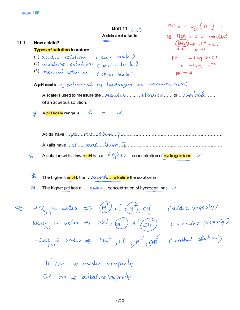 Chemistry Workbook: Acids, Alkalis, Salts, pH, Indicators & Tests