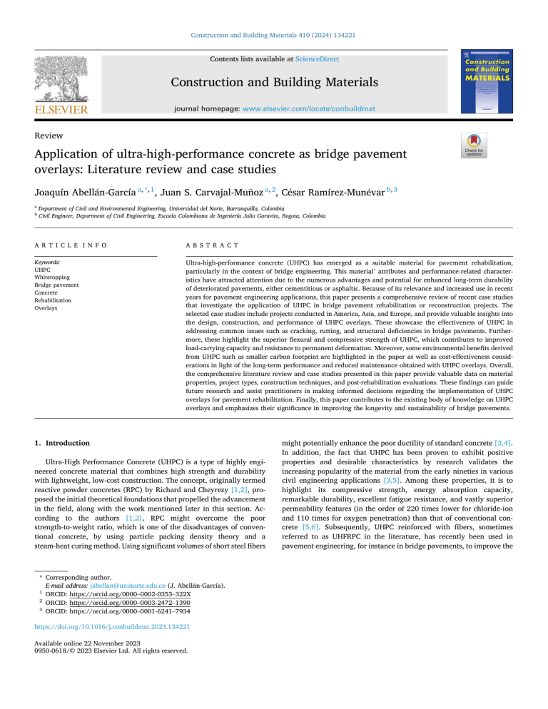 UHPC Bridge Pavement Overlays: Literature Review & Case Studies