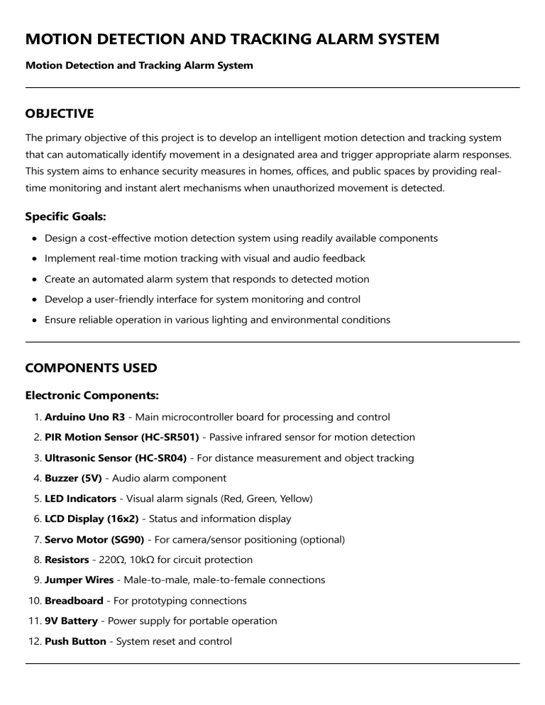 Motion Detection & Tracking Alarm System: Arduino Project Guide