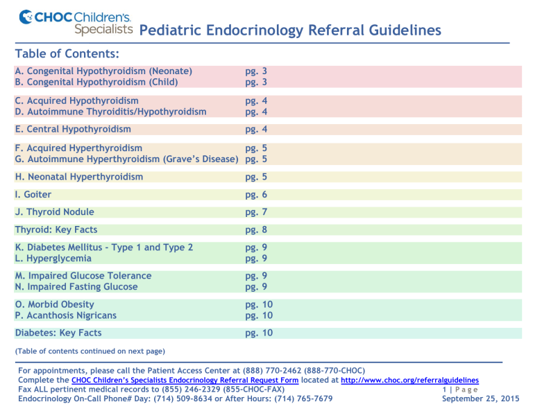 Pediatric Endocrinology Referral Guidelines