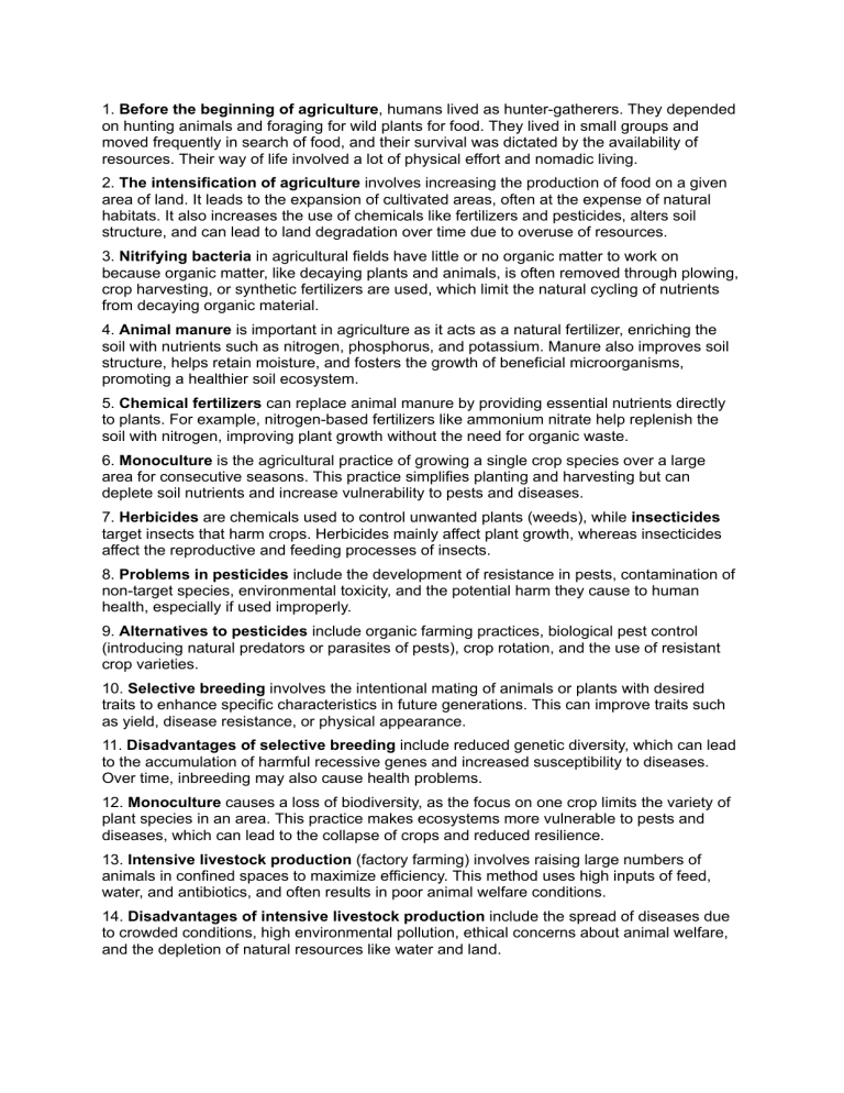 Agriculture & Environment: Key Concepts