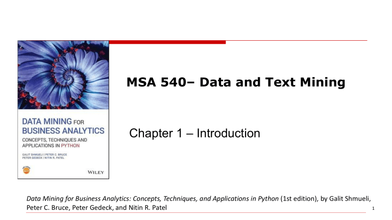 Data Mining Introduction: Concepts, Techniques, Applications