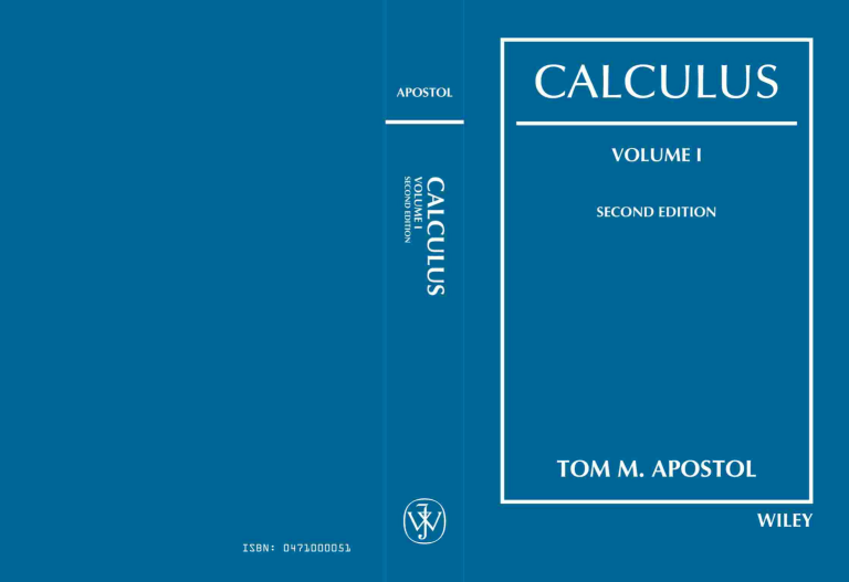 Calculus Volume I: One-Variable Calculus & Linear Algebra (Apostol)