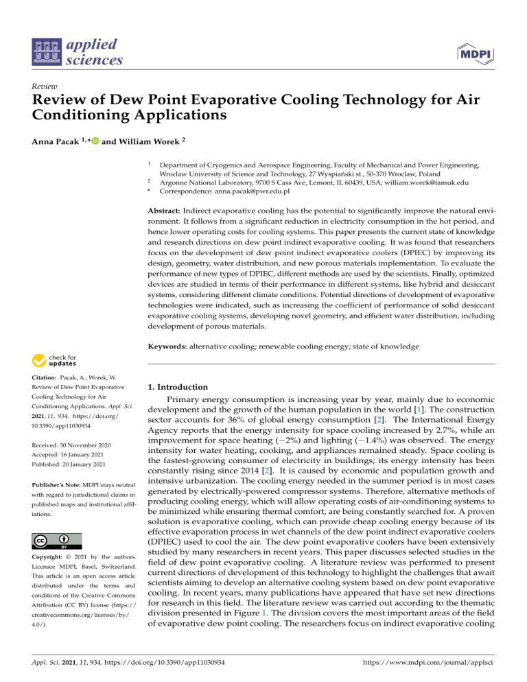 Dew Point Evaporative Cooling Review