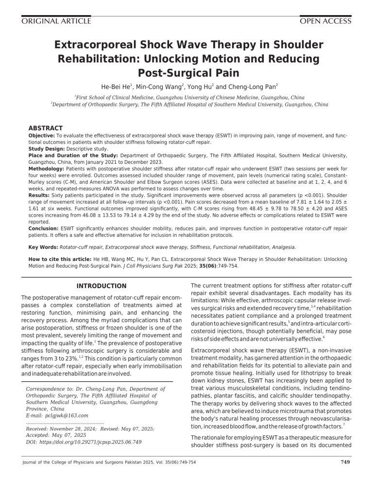 ESWT for Shoulder Rehabilitation: Unlocking Motion & Reducing Pain