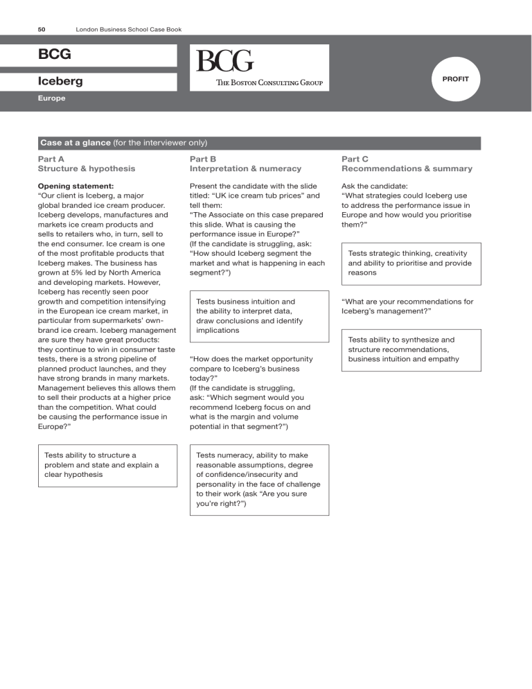 London Business School Iceberg Case Study: Europe Ice Cream Market