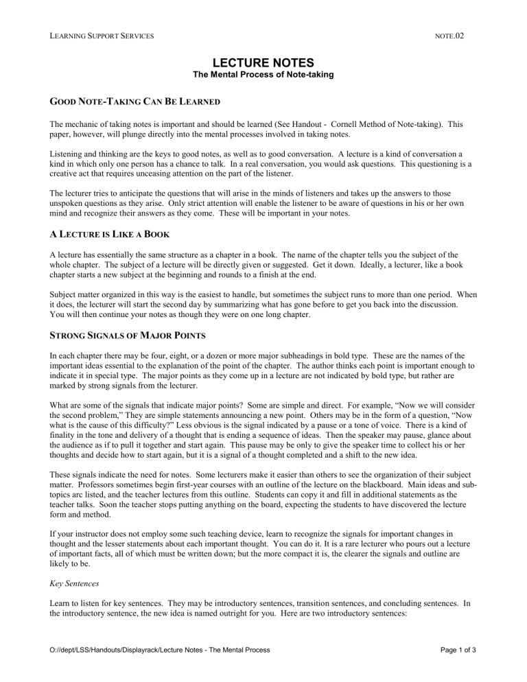 Effective Note-taking: The Mental Process for Better Learning