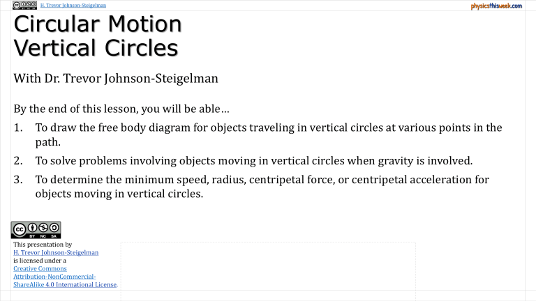 Circular Motion Vertical Circles: Physics Lesson by Dr. Johnson-Steigelman