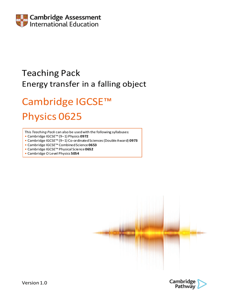 Energy Transfer in Falling Object - IGCSE Physics Teaching Pack