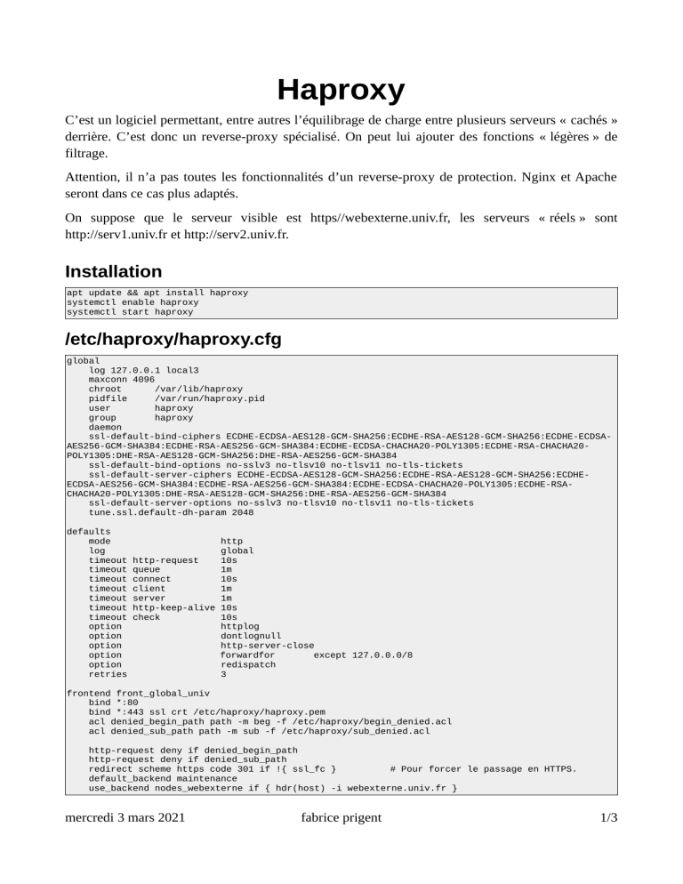 Guide de configuration HAProxy