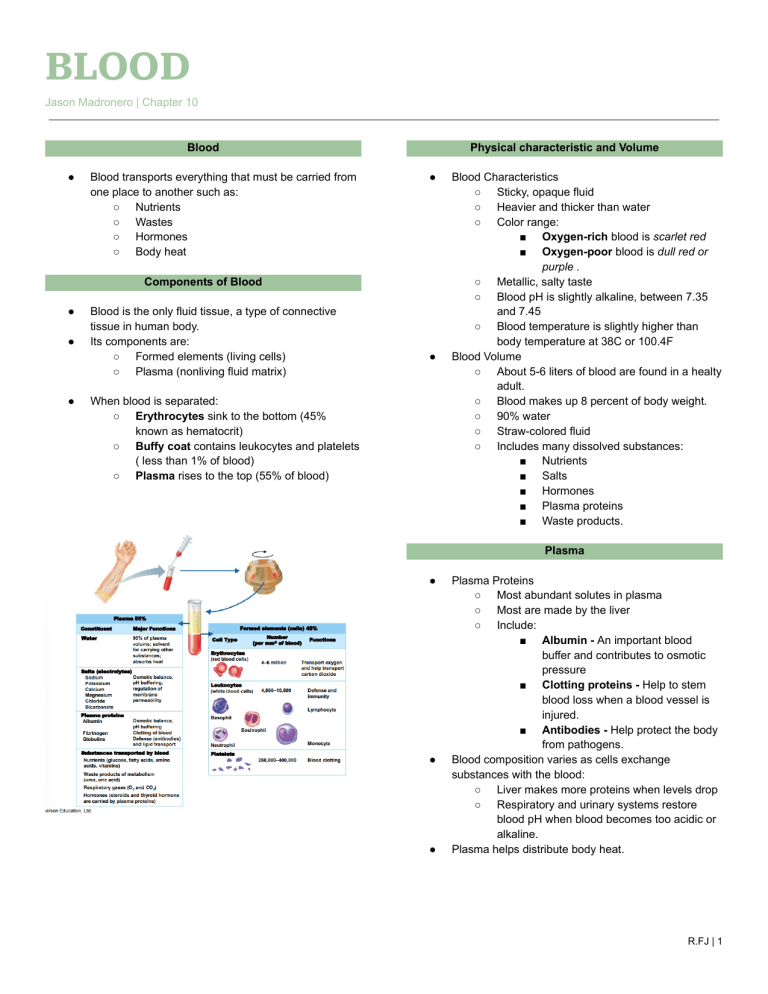 Blood: Composition, Function & Disorders Presentation