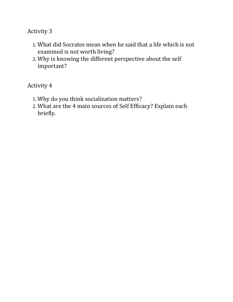 Socrates, Self, Socialization & Self-Efficacy: Philosophy & Psychology ...