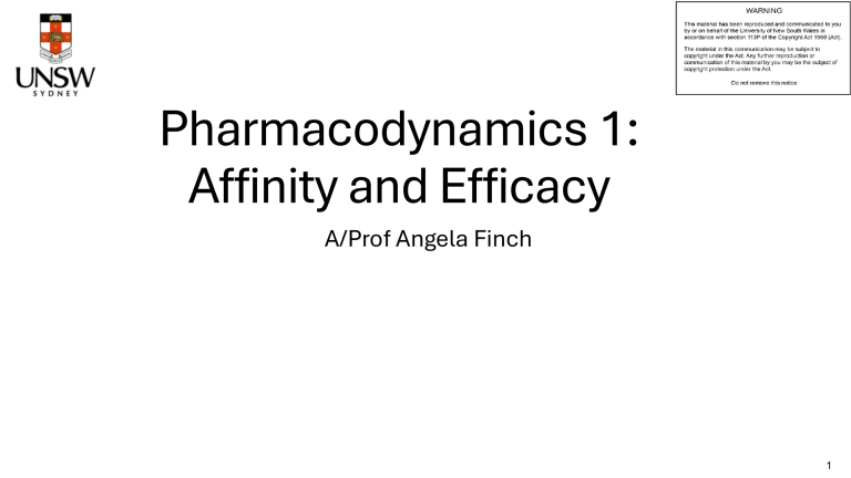 Pharmacodynamics 1: Affinity & Efficacy - Drug-Receptor Interactions