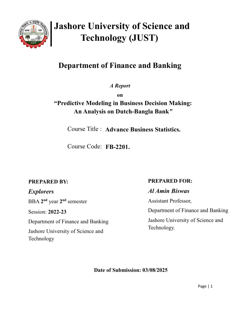 Predictive Modeling in Business Decision Making: Dutch-Bangla Bank Analysis