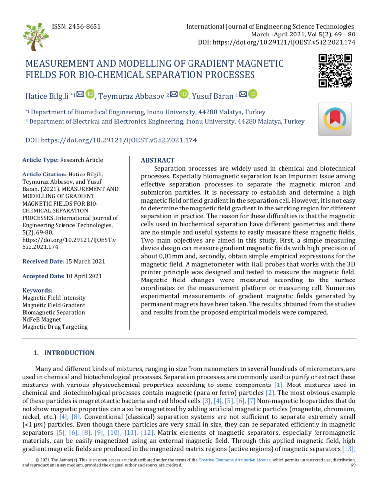 Measurement & Modelling of Gradient Magnetic Fields for Bio-Chemical ...