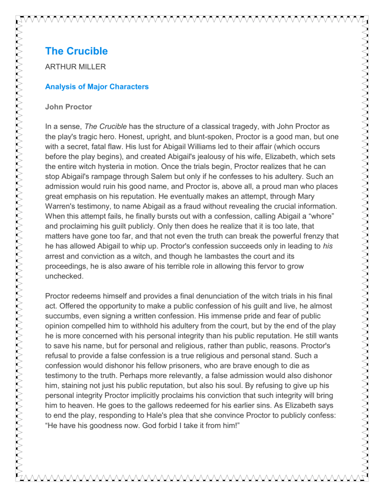 The Crucible: Character Analysis | John Proctor, Abigail, Hale