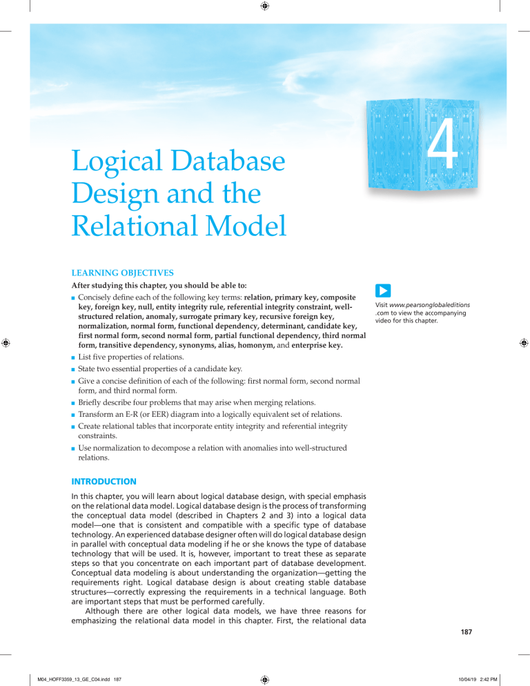 Logical Database Design & Relational Model | Chapter 4