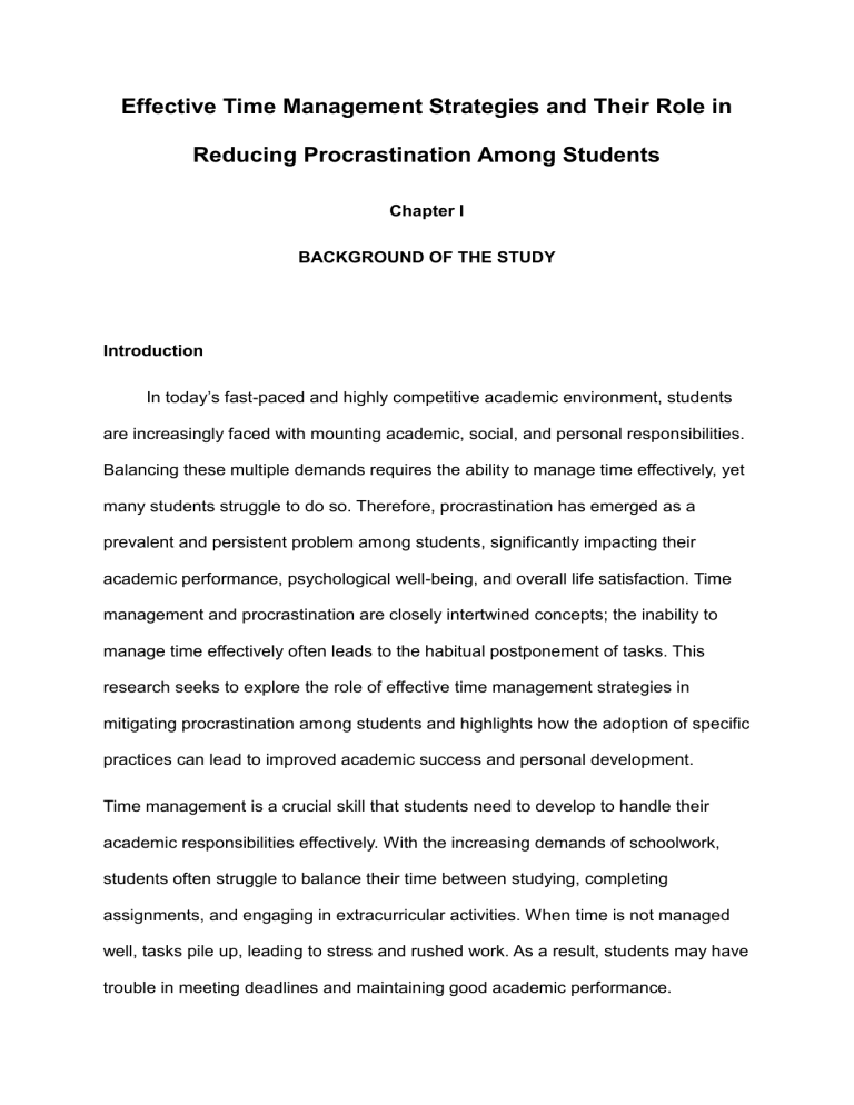 Effective Time Management Strategies to Reduce Student Procrastination