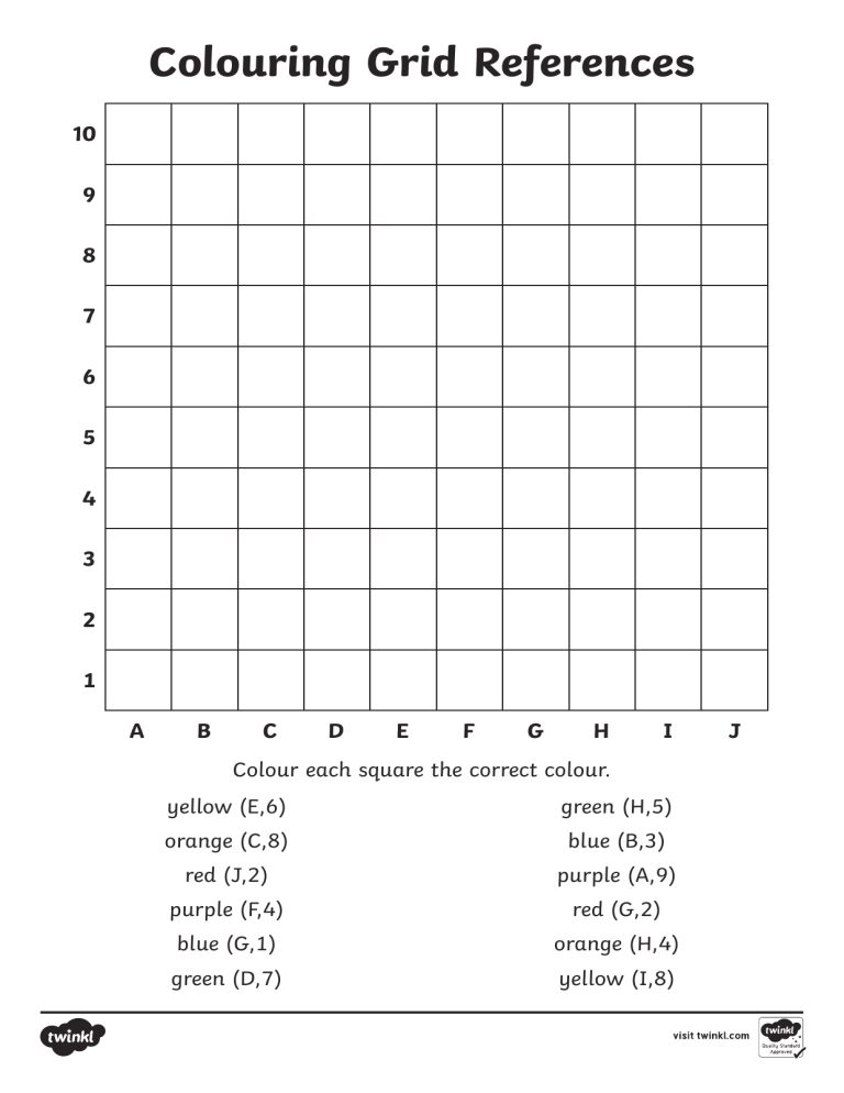 Colouring Grid References Worksheet | Spatial Reasoning Activity