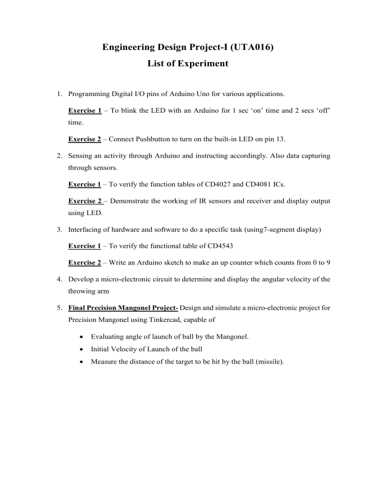 Arduino & Microelectronics Engineering Design Project Lab Manual