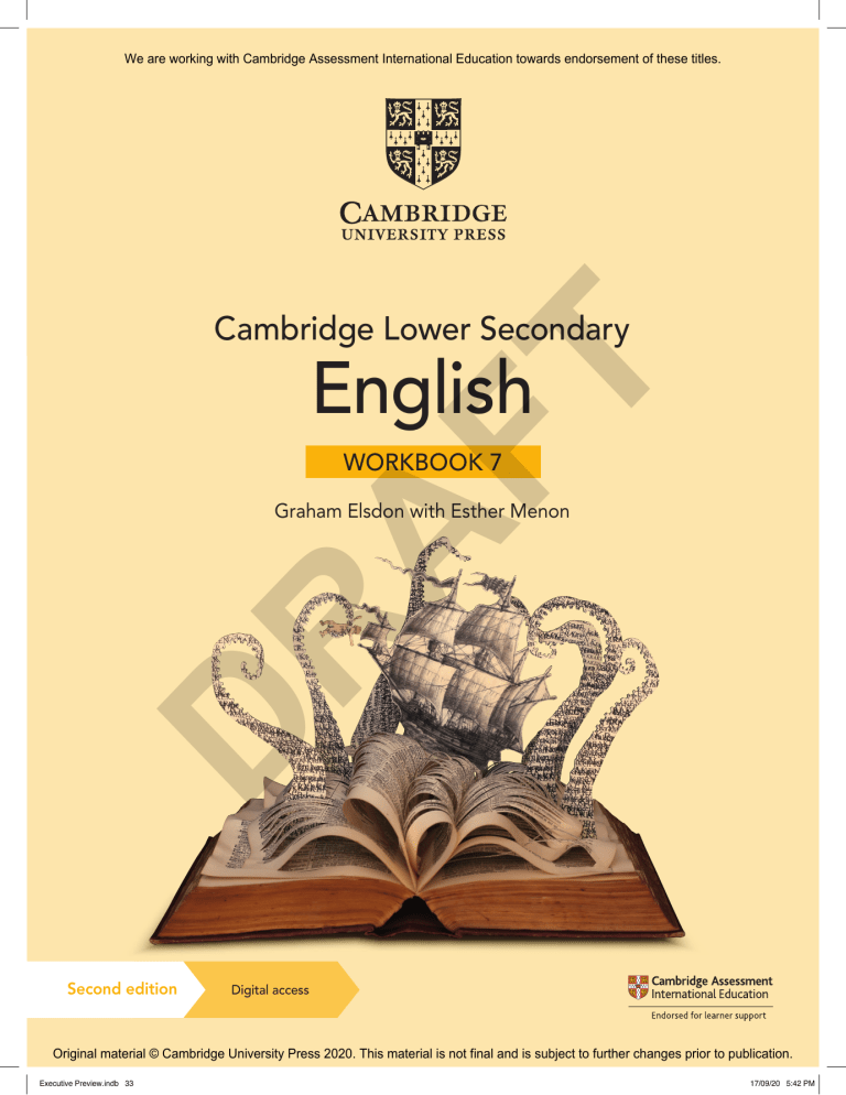 Cambridge Lower Secondary English Workbook 7 - Narrative & Sentence ...
