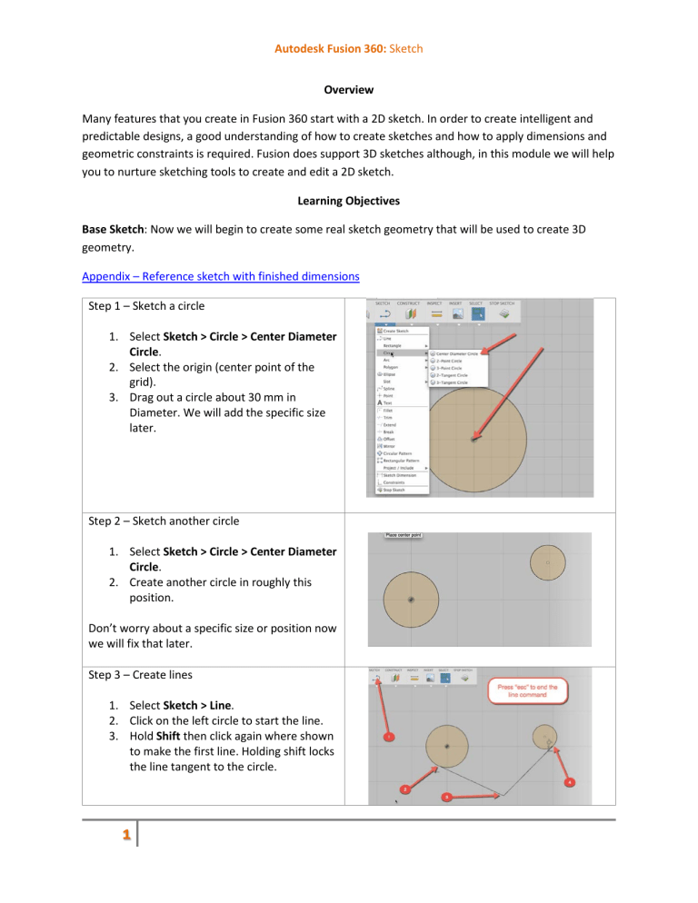 Autodesk Fusion 360: 2D Sketching Tutorial & 3D Geometry Creation