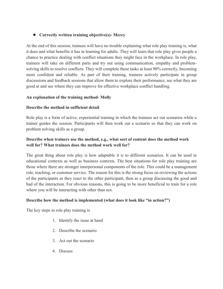 Role-Play Training: Objectives, Methods & Implementation