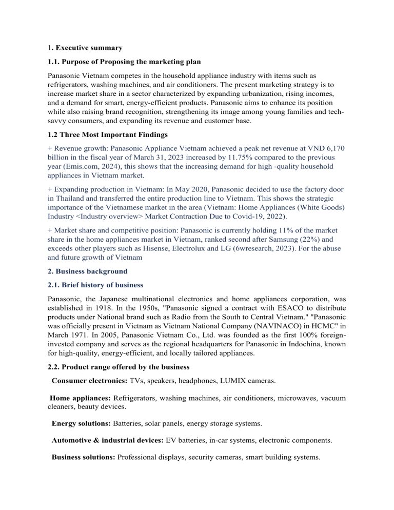 Panasonic Vietnam Marketing Plan: Strategy, SWOT, Objectives