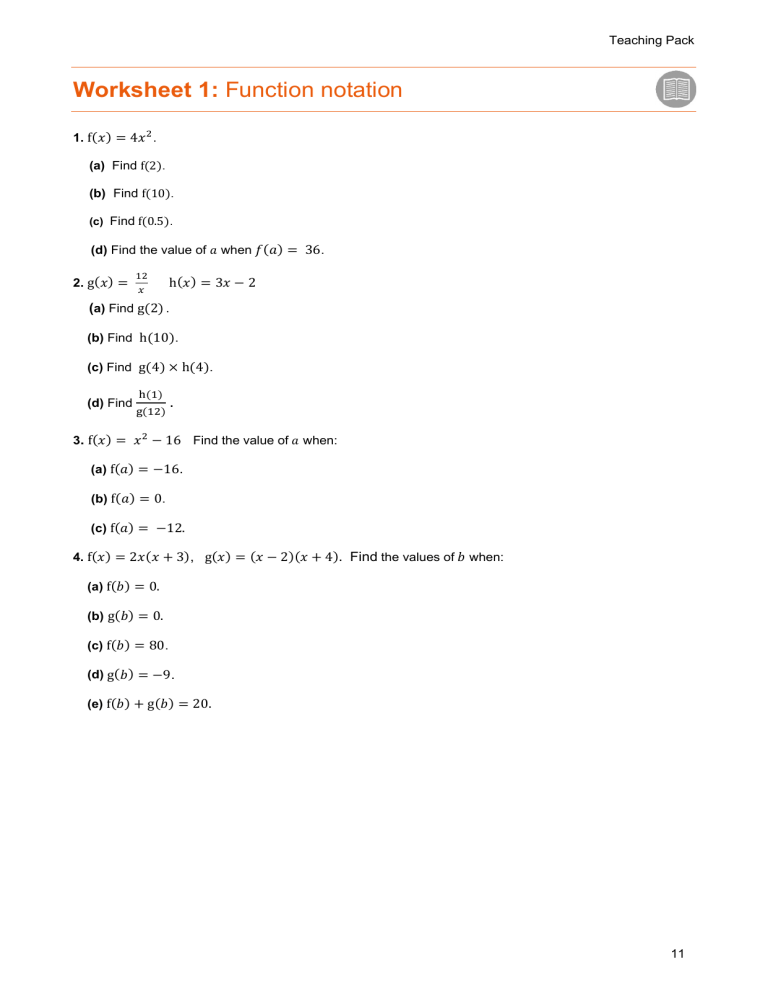 Function Notation, Composite & Inverse Functions Worksheets | Math