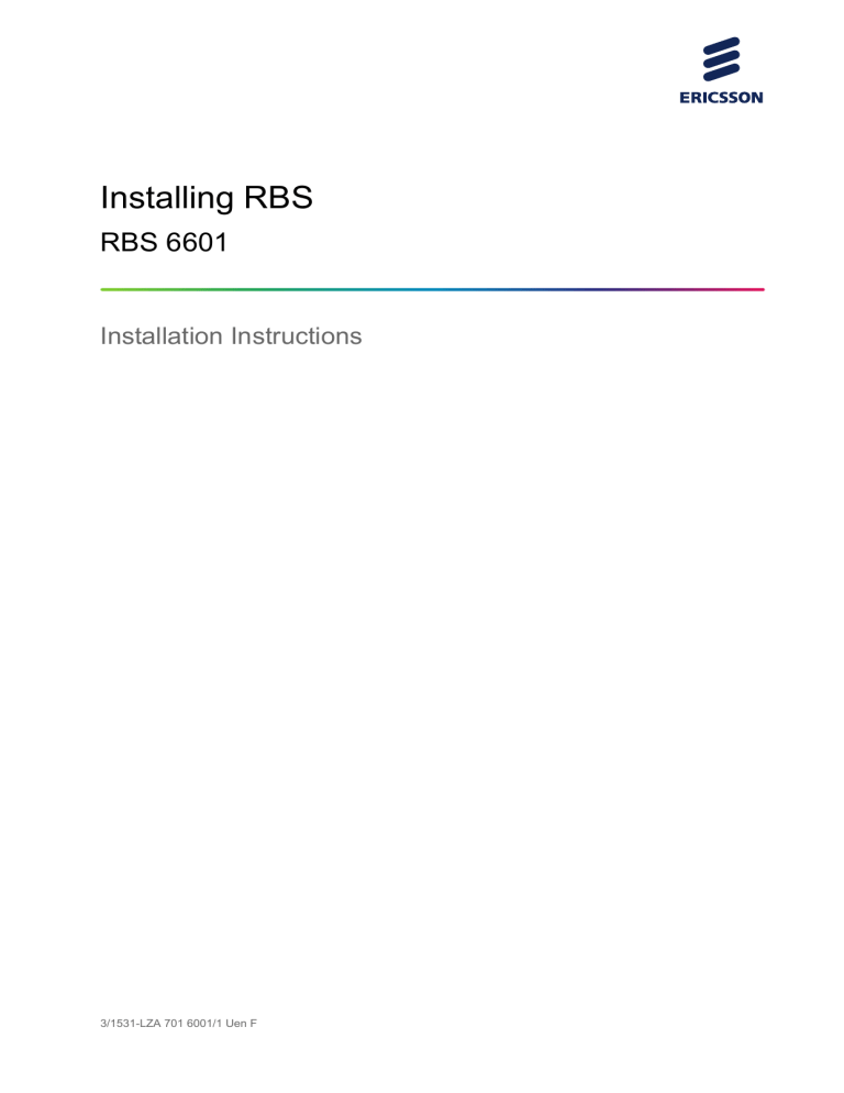RBS 6601 Installation Instructions | Ericsson Radio Base Station Guide