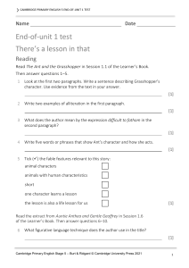 Science 8 End-of-Unit Test: Blood, Respiration, Lungs