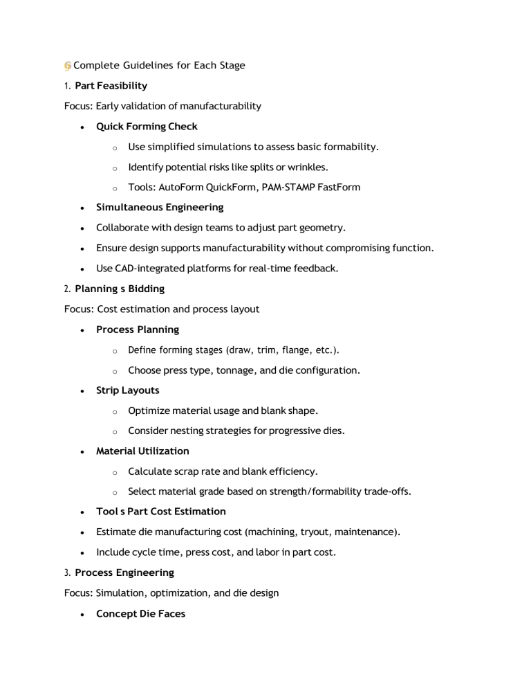 Manufacturing Process Guidelines: Feasibility to Production