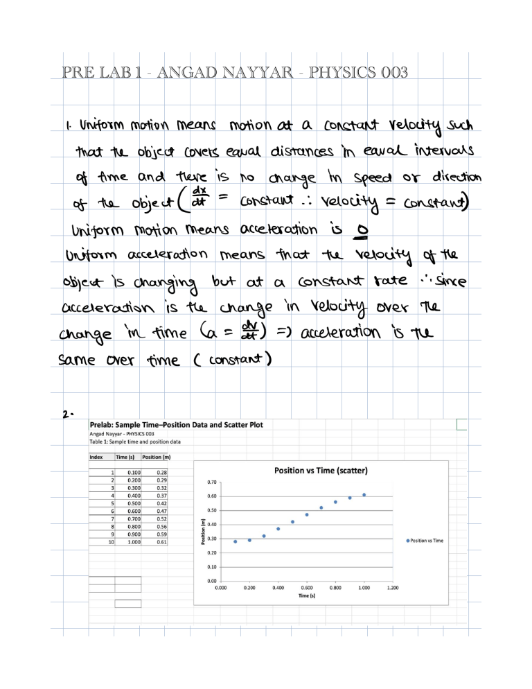 Physics Lab: Uniform Motion & Acceleration Analysis