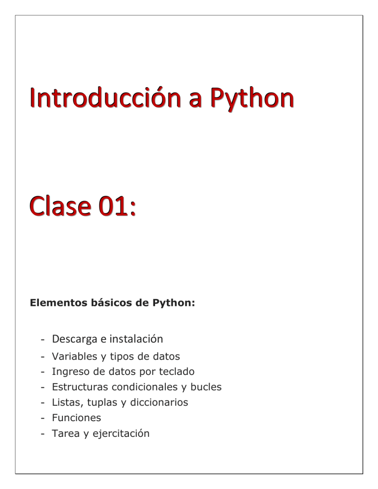 Introducción a los fundamentos de Python: Material del curso