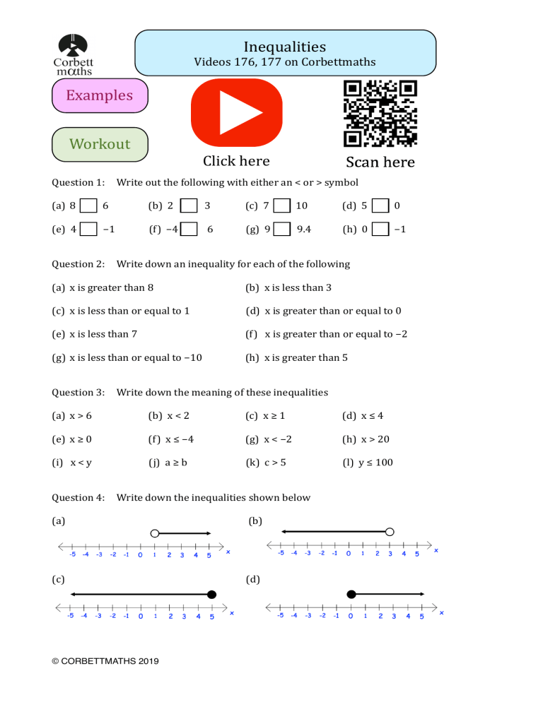 Inequalities Worksheet: Practice & Problems