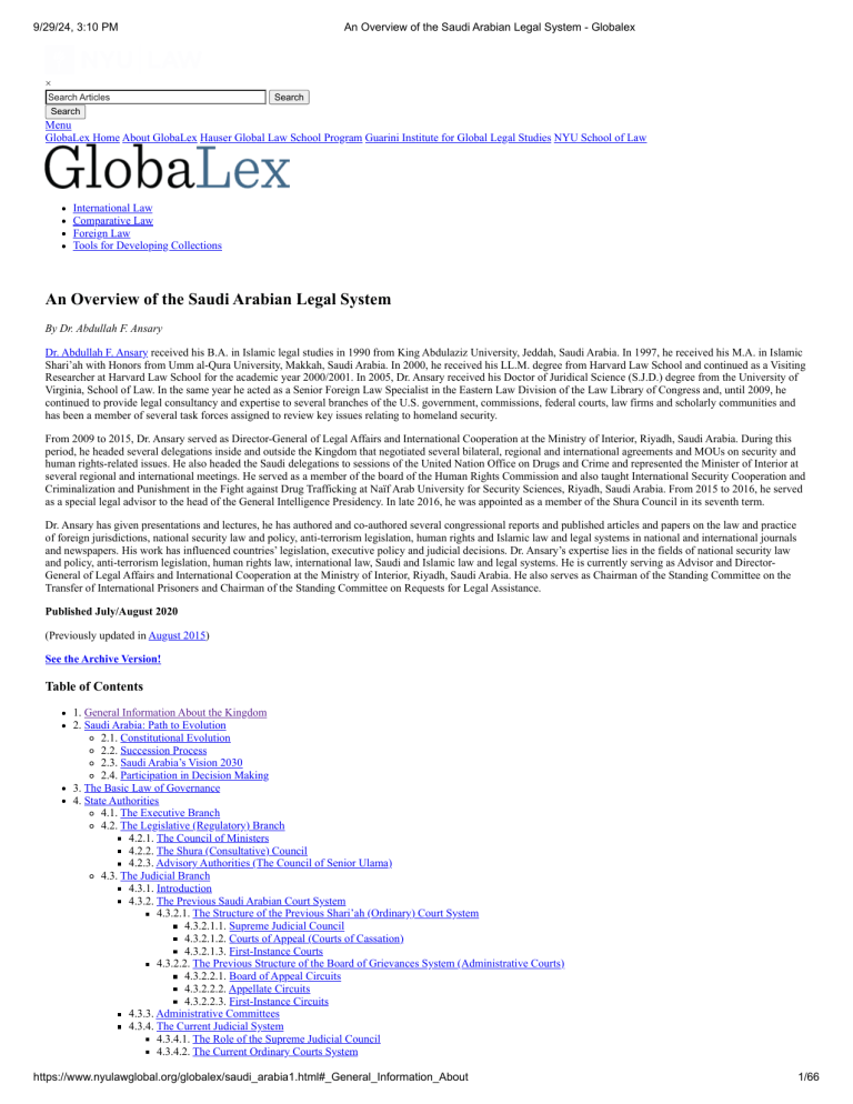 Saudi Arabian Legal System Overview