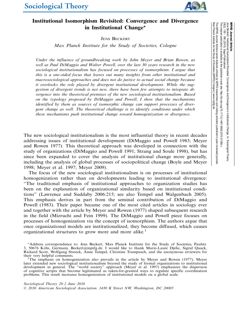 Institutional Isomorphism: Convergence & Divergence