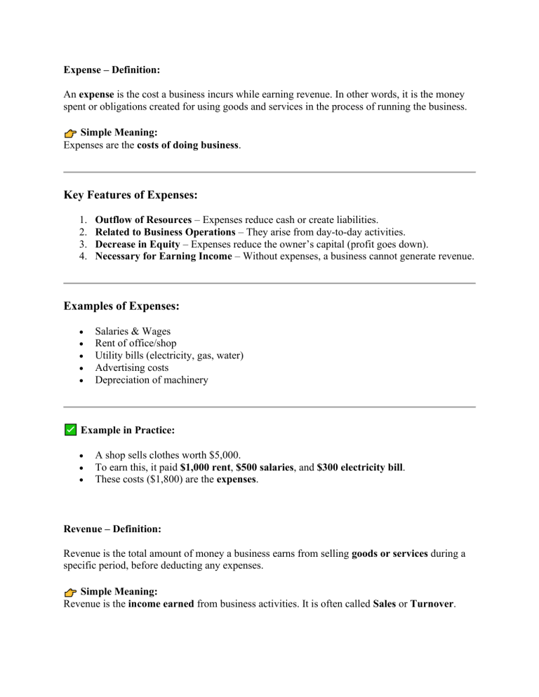 Basic Accounting Definitions: Expense, Revenue, Liability, Capital