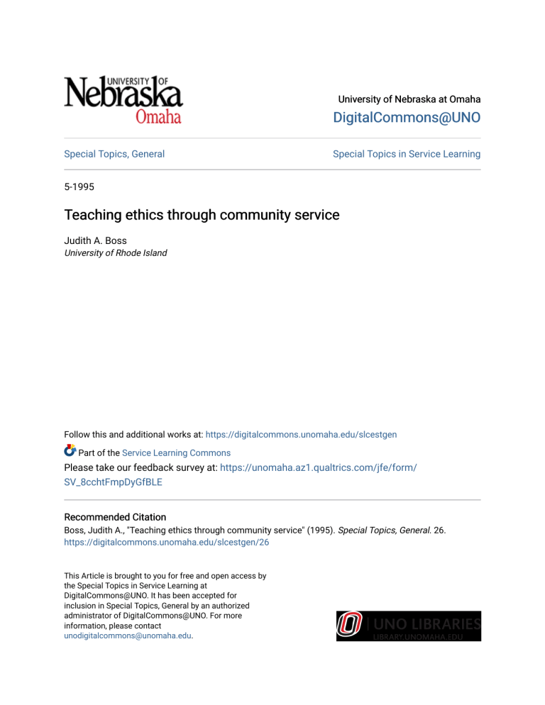 Teaching Ethics Through Community Service: Moral Development