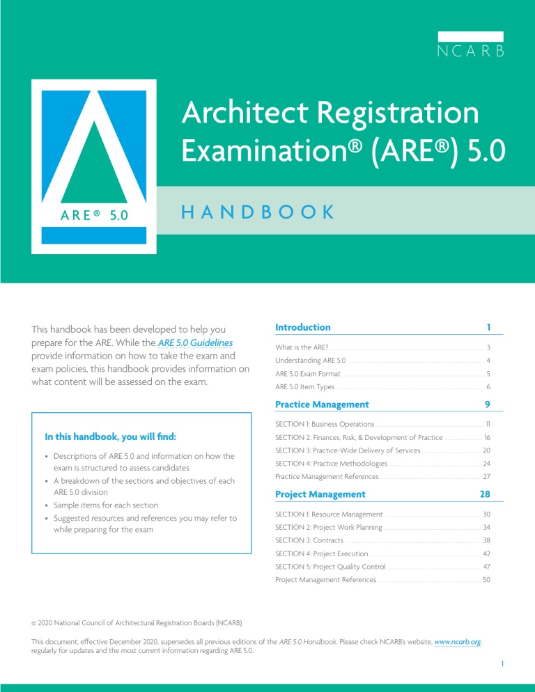 ARE 5.0 Handbook: Architect Registration Exam Content & Prep Guide