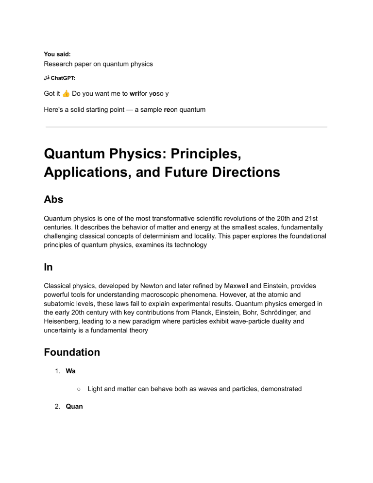 Quantum Physics: Principles, Applications, Future
