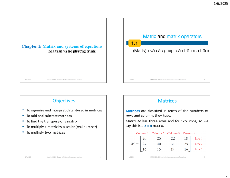 Matrices and Matrix Operations: Linear Algebra Basics