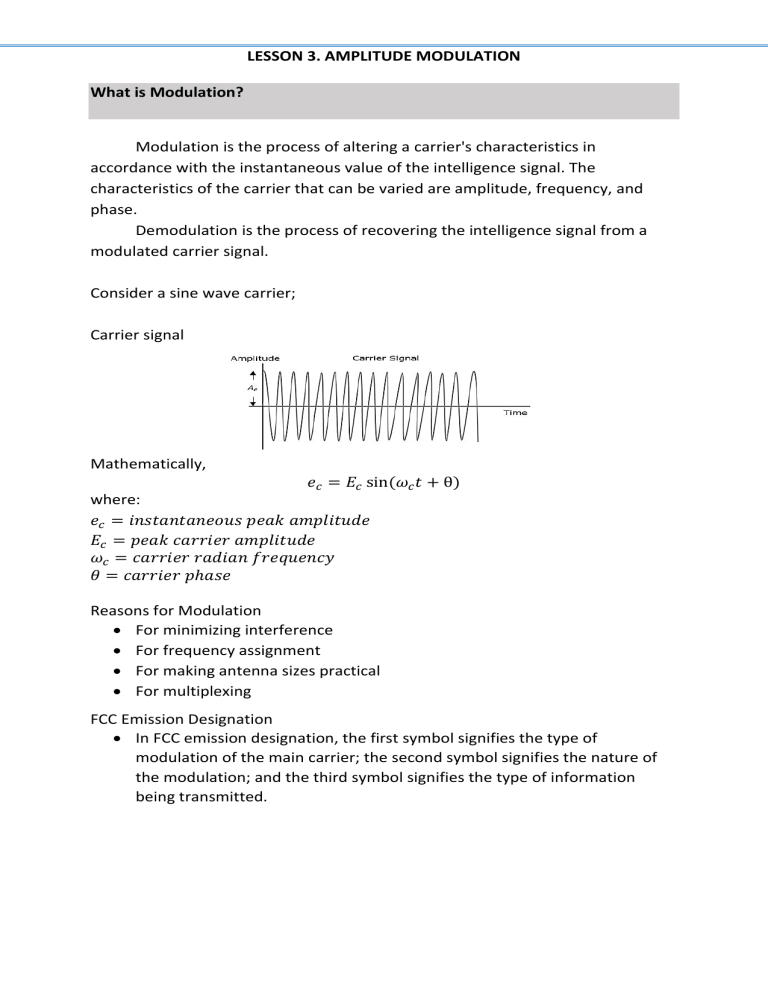 Amplitude Modulation (AM) Lesson: Theory, Calculations & Systems