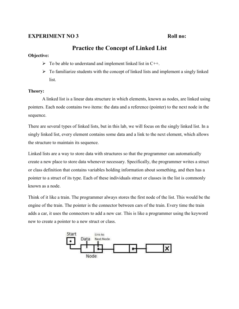 Linked List Implementation in C++: Lab Experiment & Practice Guide