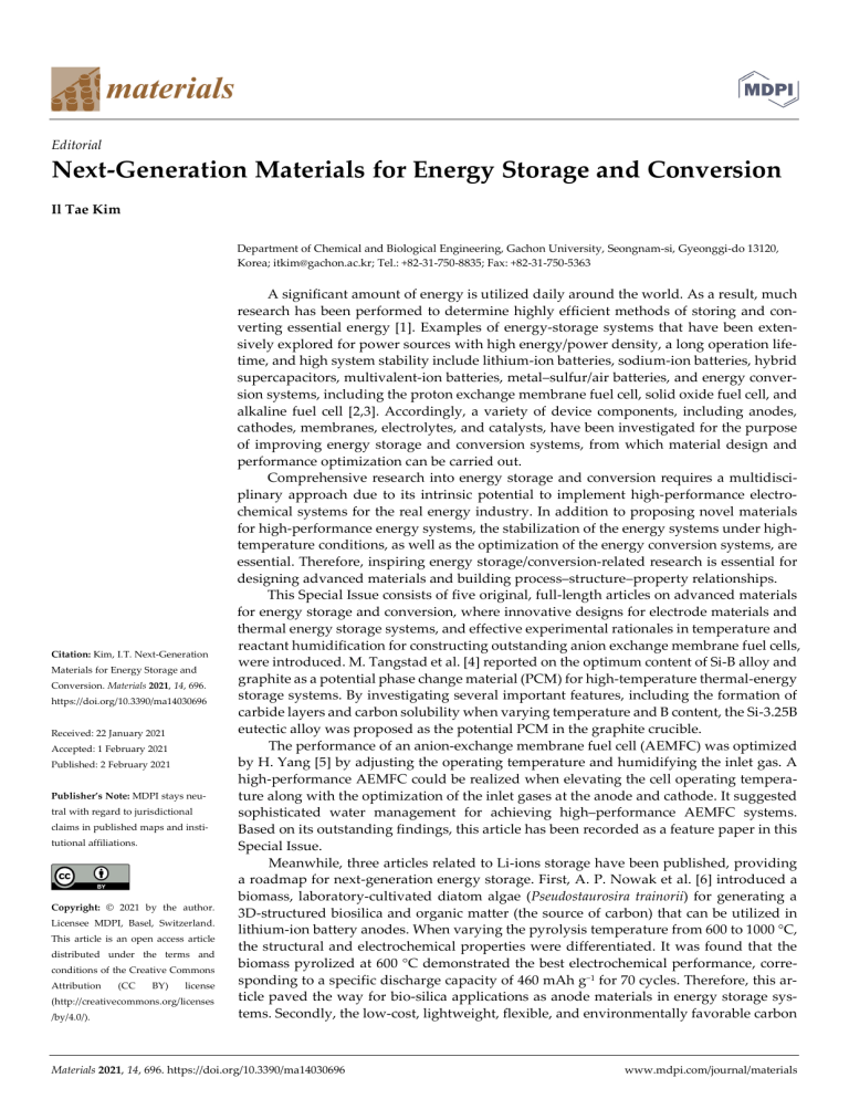 Energy Storage Materials: Next-Gen Editorial