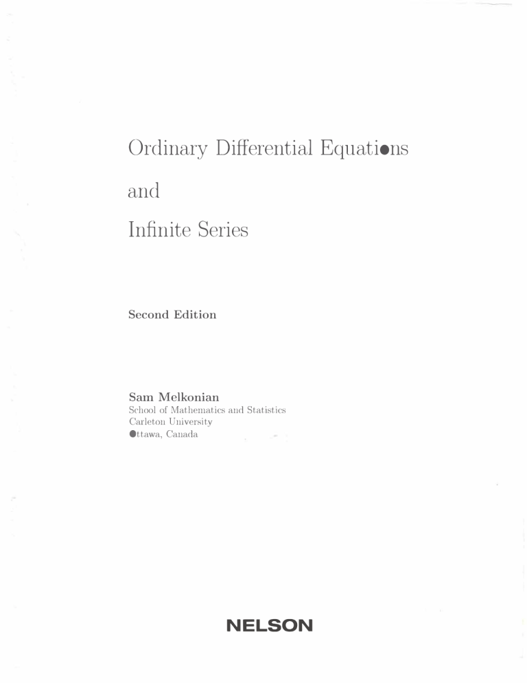 Ordinary Differential Equations & Infinite Series Textbook