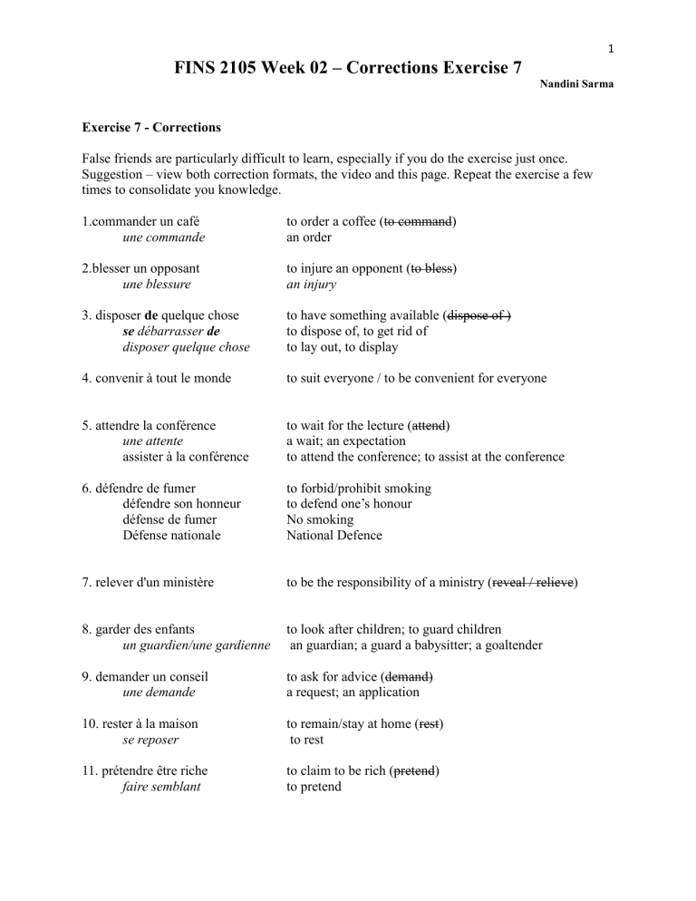 Exercice sur les faux amis français : Améliorez votre vocabulaire
